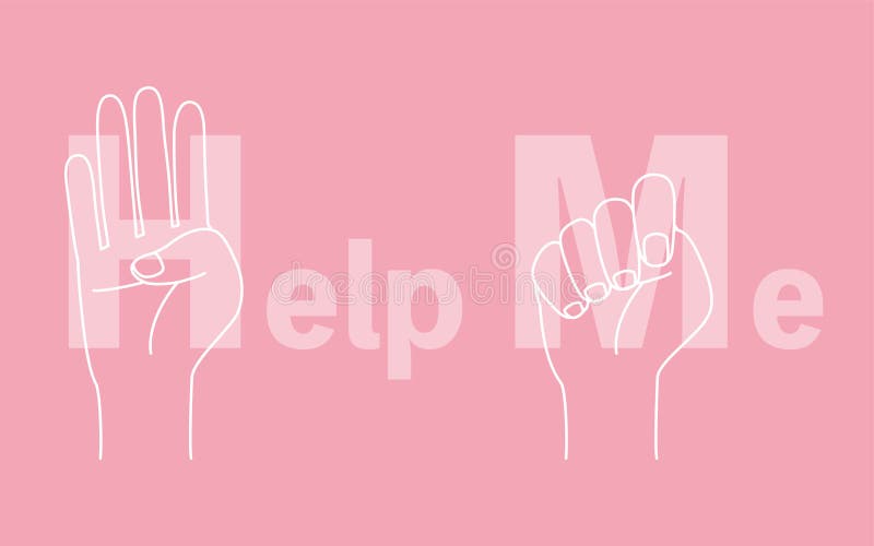 Line Drawing of the Help Me Hand Sign Stock Vector - Illustration of ...