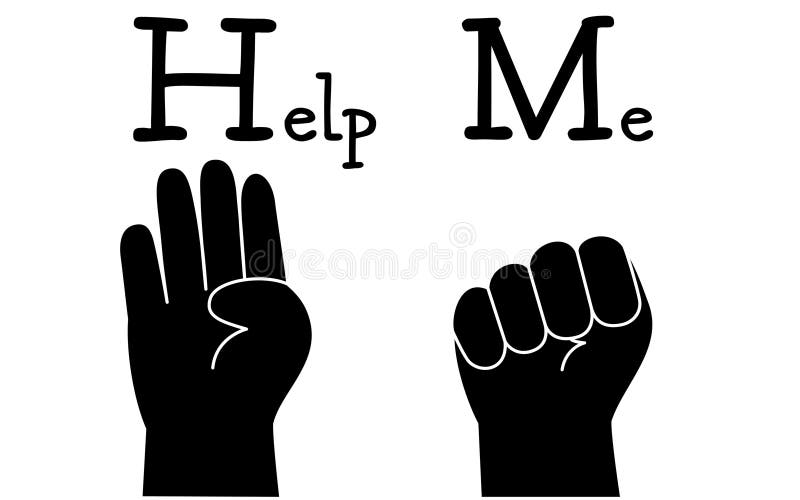 Line Drawing of the Help Me Hand Sign Stock Vector - Illustration of ...
