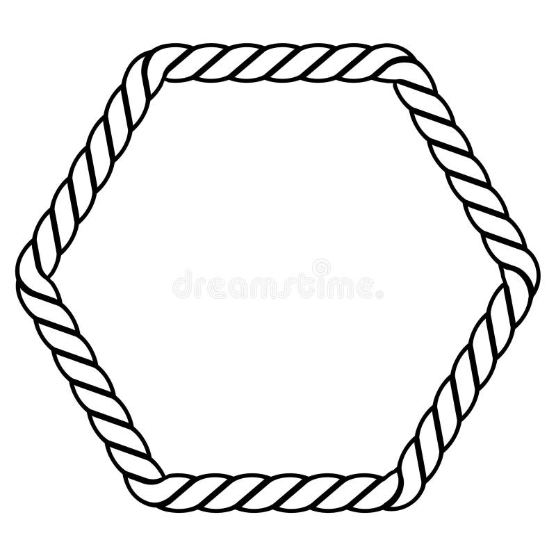 Line Drawing of a Hexagonal Frame Made from Rope Stock Vector ...