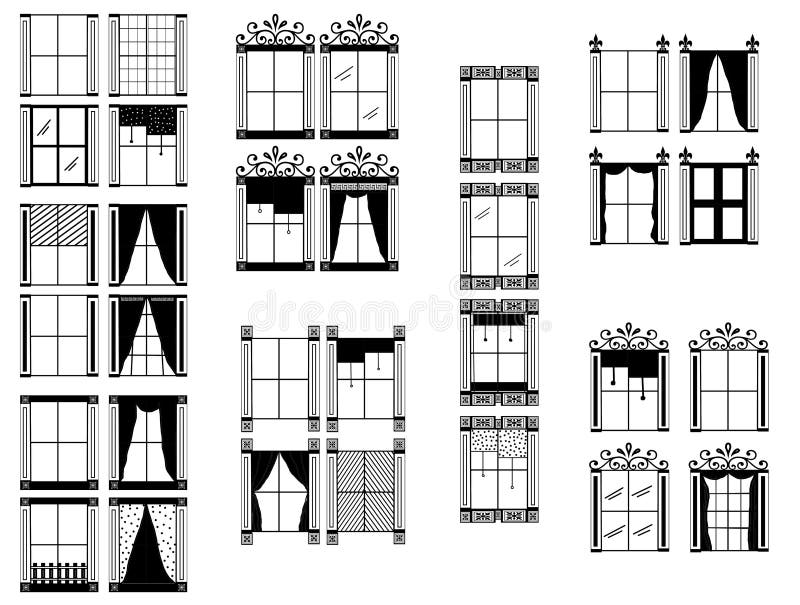 Line Drawing House Windows Different Types Stock Illustration ...