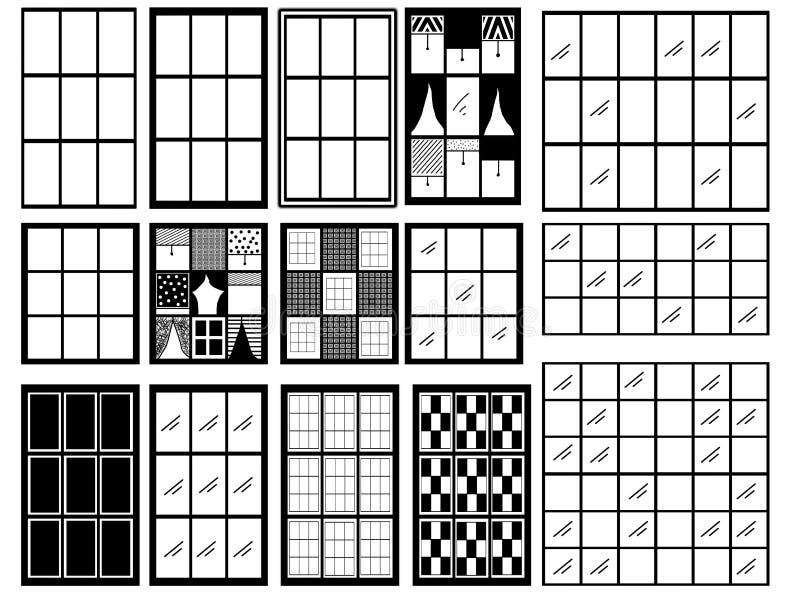 Line Drawing House Windows Different Types Stock Illustration ...