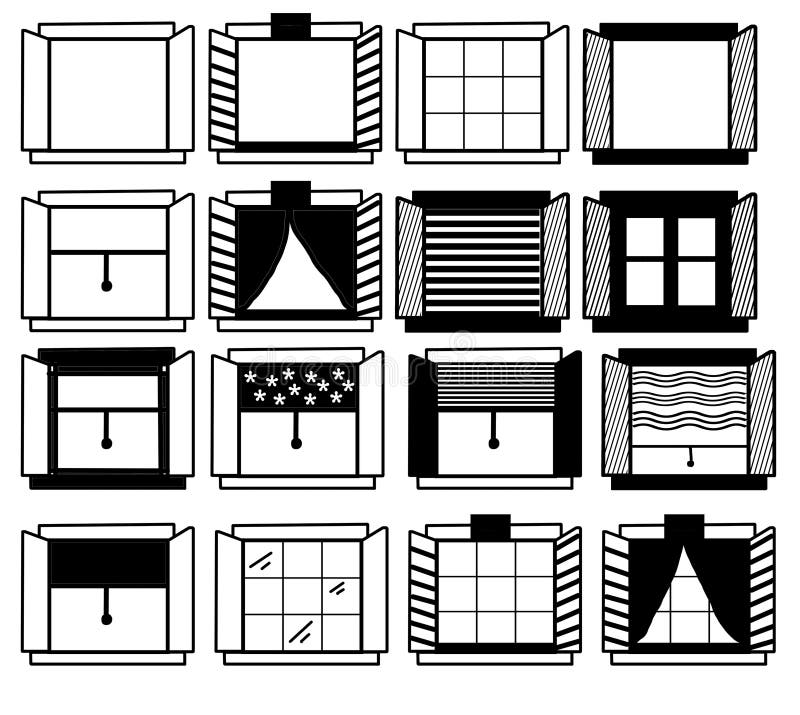 Line Drawing House Windows Different Types Stock Illustration ...