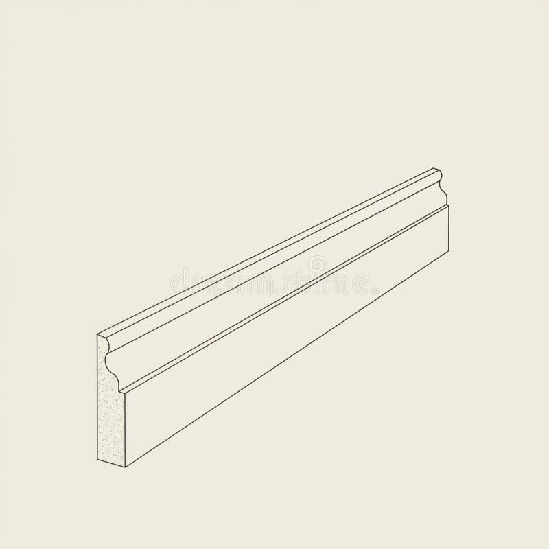 Line Drawing of Baseboard Trim with Grooves and Decorative Cut-Out ...
