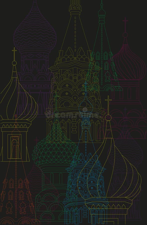 Line Drawing Illustration Moscow City Night Scene Stock Vector ...