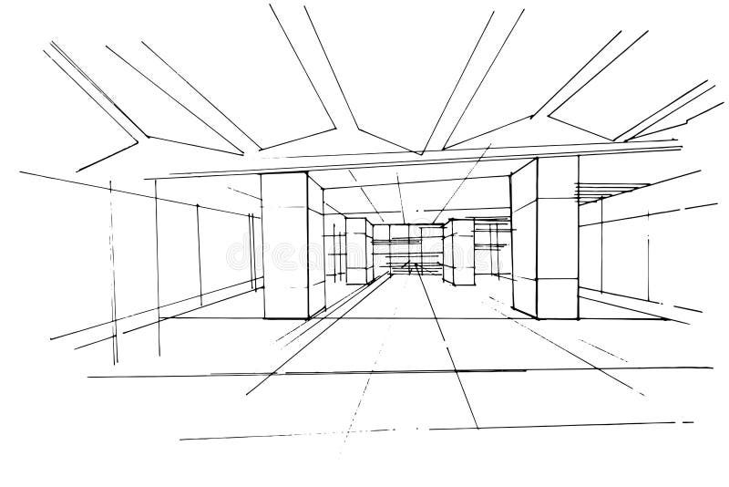 Line Drawing of the Interior of the Building,Modern Design,vector Stock ...