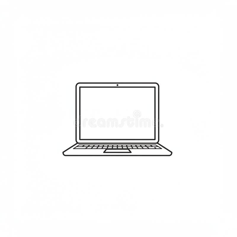 Line Drawing of a Laptop Computer on a White Background. the Minimalist ...