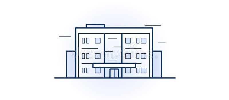 A Line Drawing of a Large Building with a Scoreboard Stock Illustration ...
