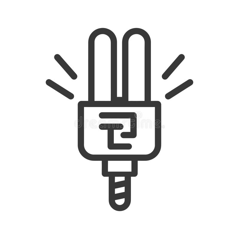 Double Tube Fluorescent Lamp Icon Energy Efficient Lighting Symbol ...