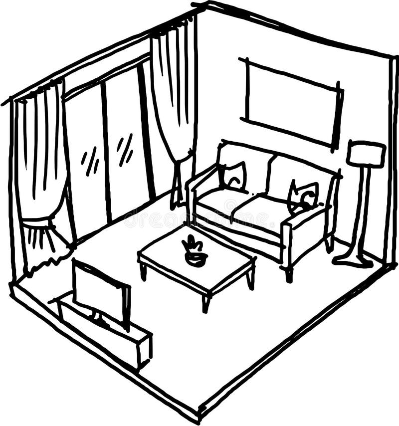 Living Room Line Drawing Stock Illustrations – 5,723 Living Room Line ...