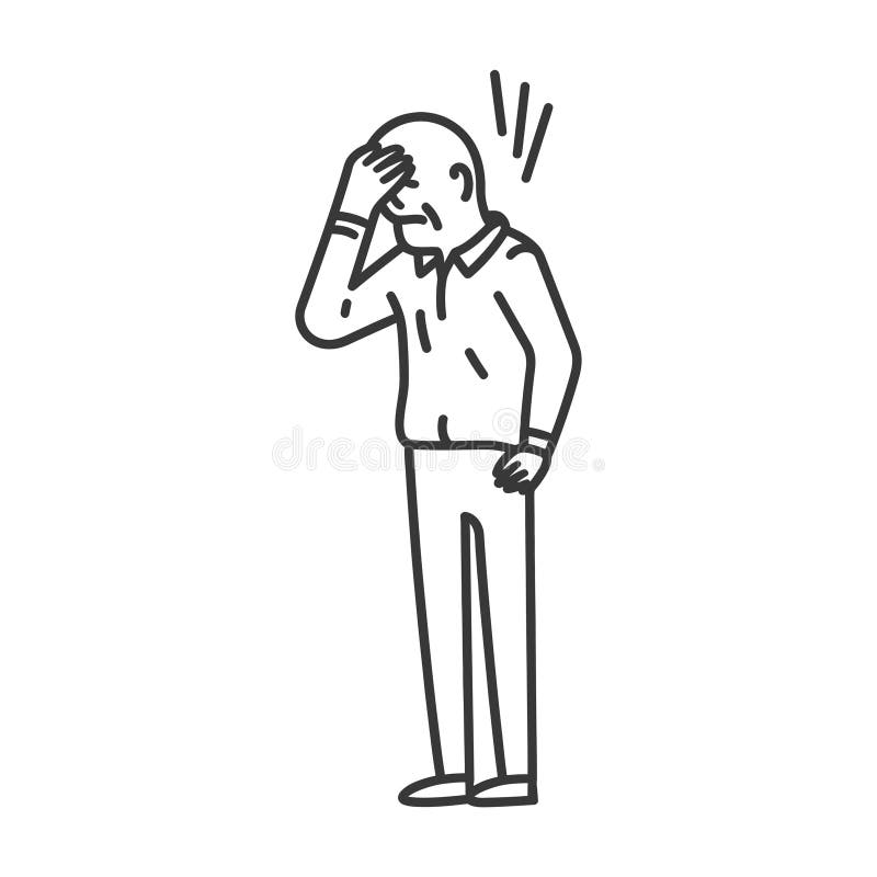 Senior Man Holding His Head in Distress, Feeling Overwhelmed and ...