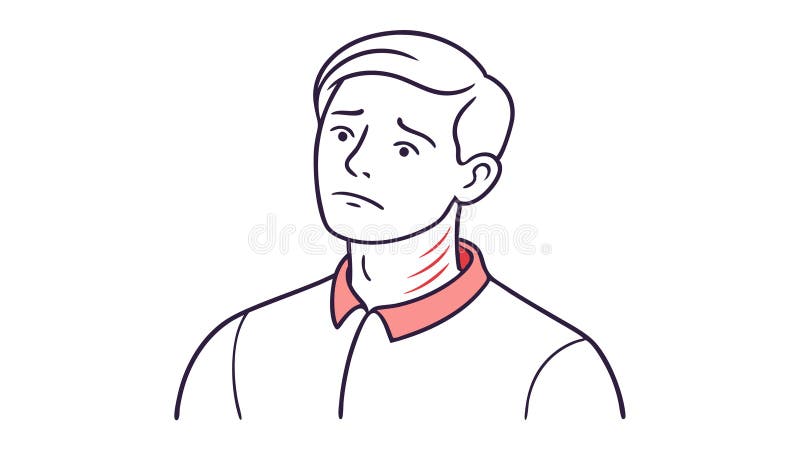 Line Drawing of Man with Neck Pain - Vector Art Illustration Stock ...