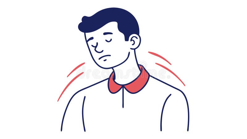 Line Drawing of Man with Neck Pain - Vector Art Illustration Stock ...