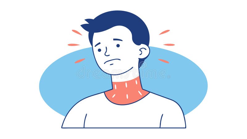 Line Drawing of Man with Neck Pain - Vector Art Illustration Stock ...