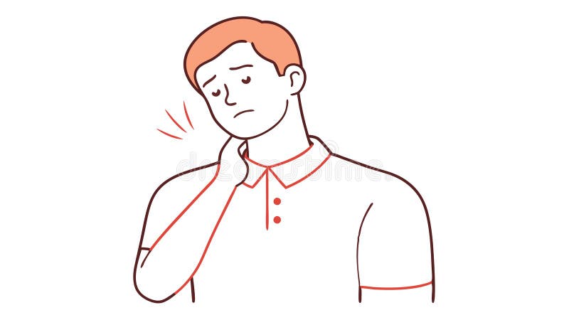 Line Drawing of Man with Neck Pain - Vector Art Illustration Stock ...