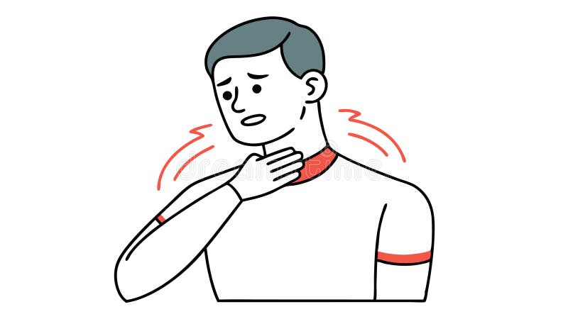 Line Drawing of Man with Neck Pain - Vector Art Illustration Stock ...