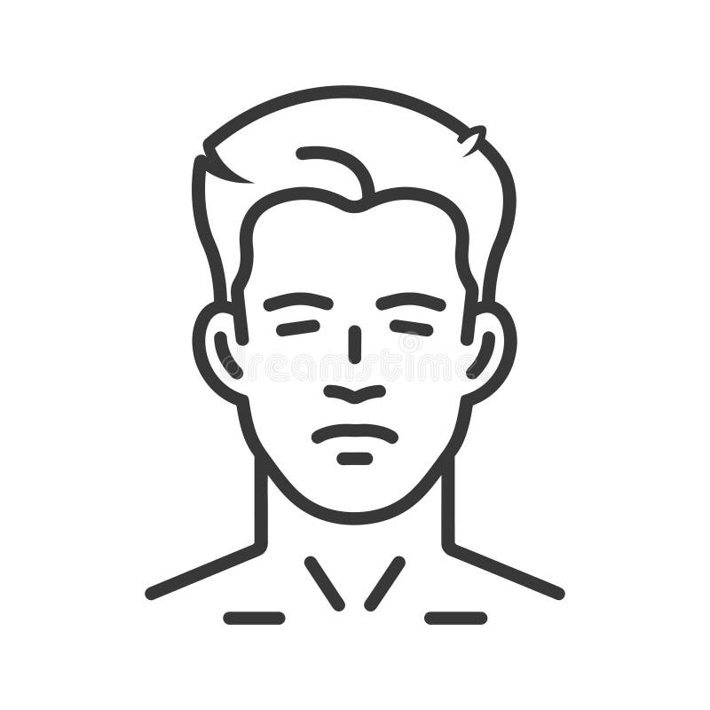 Serious Man Profile, Line Art Icon Illustration Stock Vector ...