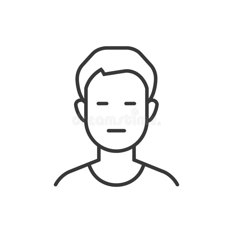 Neutral Male Avatar, Simple Line Art Icon for Profile Stock Vector ...