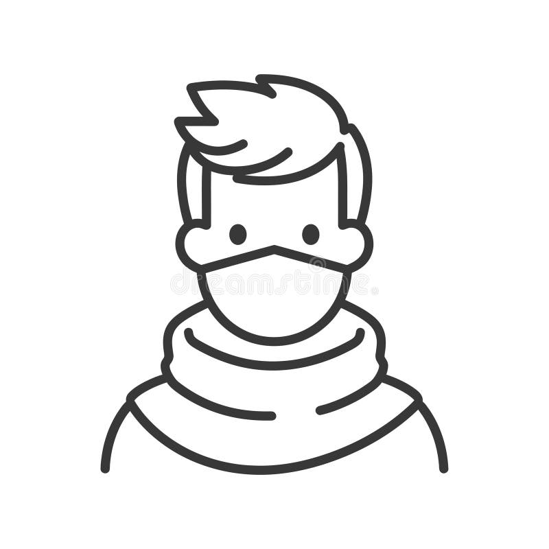 Man Wearing a Face Mask and Scarf, Winter Protection Stock Vector ...