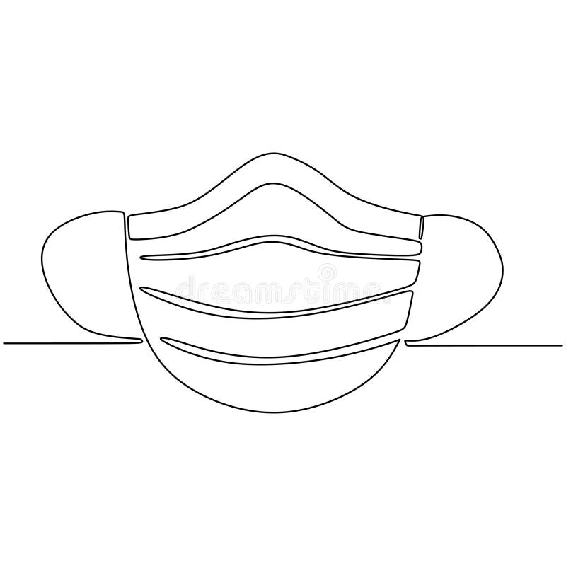 Line Drawing of Mask. Face Medical Mask Stock Vector - Illustration of ...