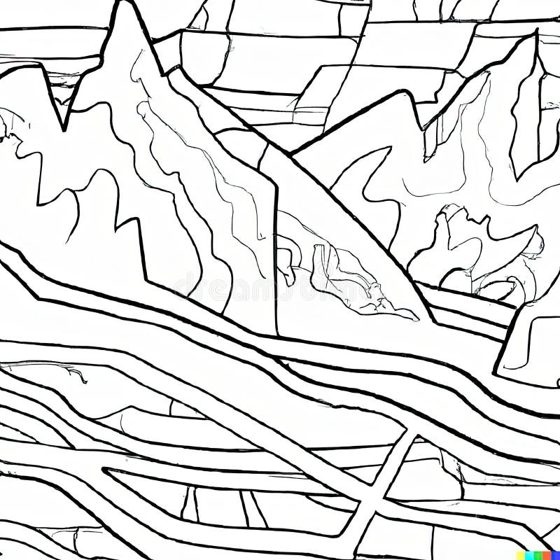 Line Drawing of Mountains Like the Alps Stock Illustration ...