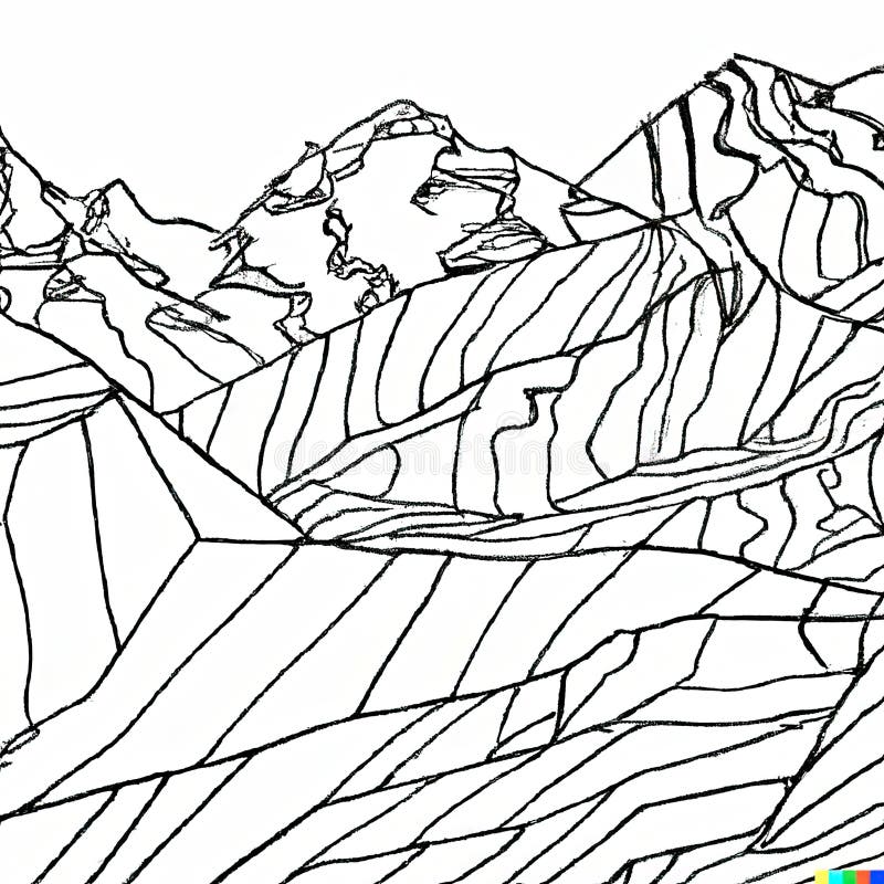 Line Drawing of Mountains Like the Alps Stock Illustration ...