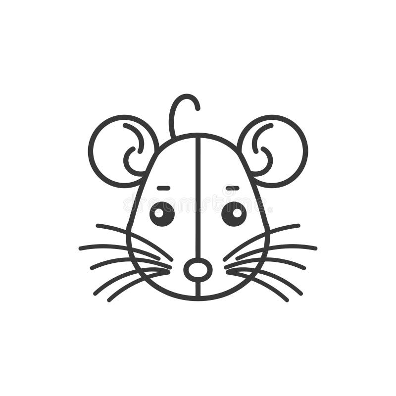 Cute Mouse Face, Simple Line Art Illustration Stock Vector ...