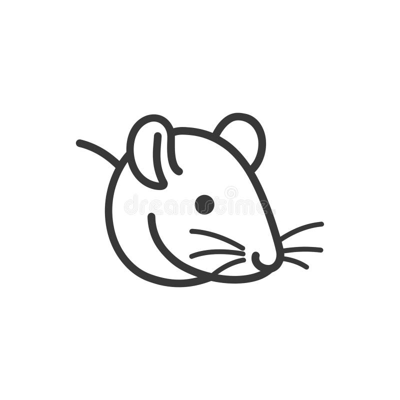 Cute Mouse Head, Simple Line Art Illustration Stock Vector ...