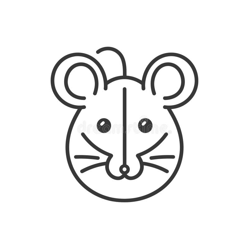 Adorable Cartoon Mouse Face, Simple Line Art Illustration Stock Vector ...