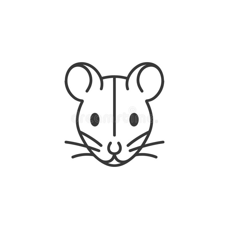 Cute Mouse Face, Simple Line Art Illustration Stock Vector ...