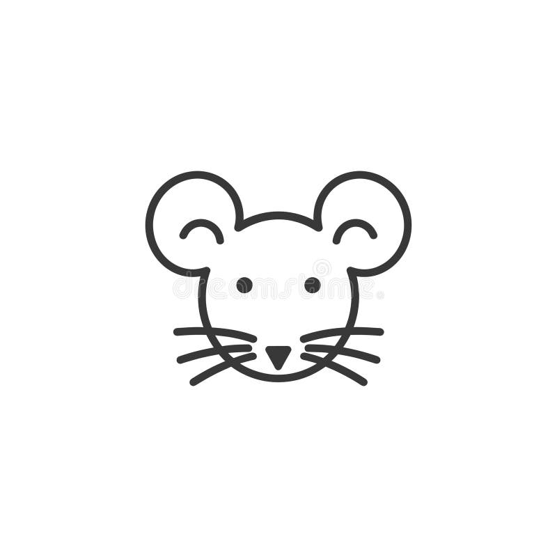 Adorable Cartoon Mouse Face, Simple Line Art Illustration Stock Vector ...