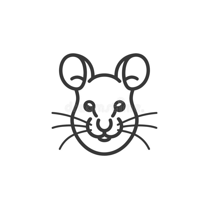 Adorable Mouse Face Line Art Icon: a Simple yet Charming Line Drawing ...