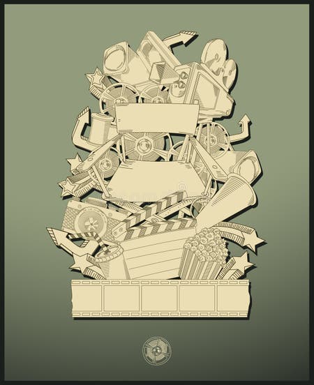 Line Drawing Movie Theme -vector -green Stock Vector - Illustration of ...