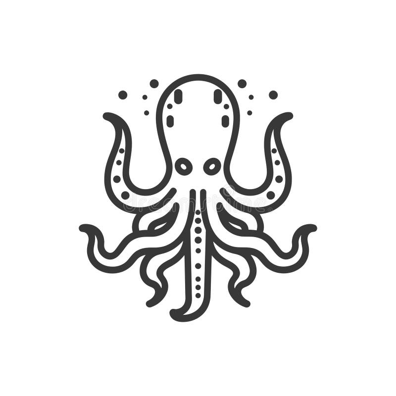 Stylized Octopus Illustration: Ocean Creature Line Art Design Stock ...