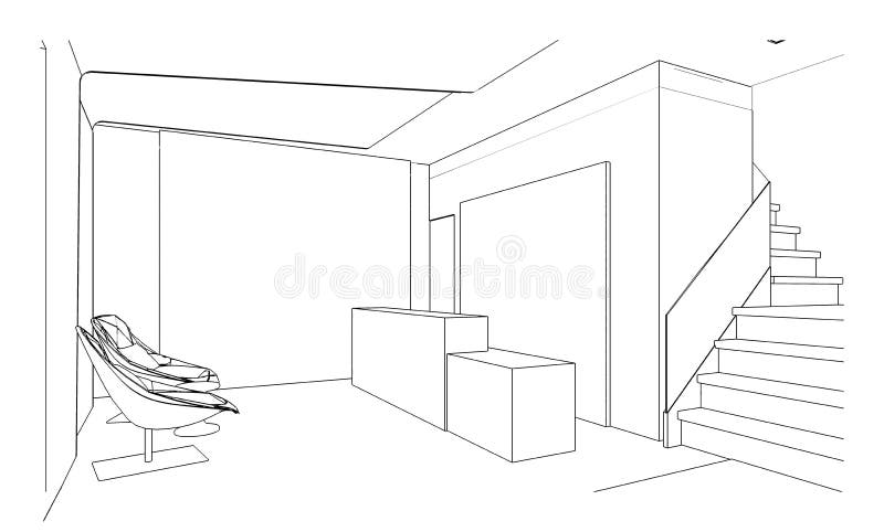 Outline Sketch Interior Reception Area Stock Illustrations – 16 Outline ...