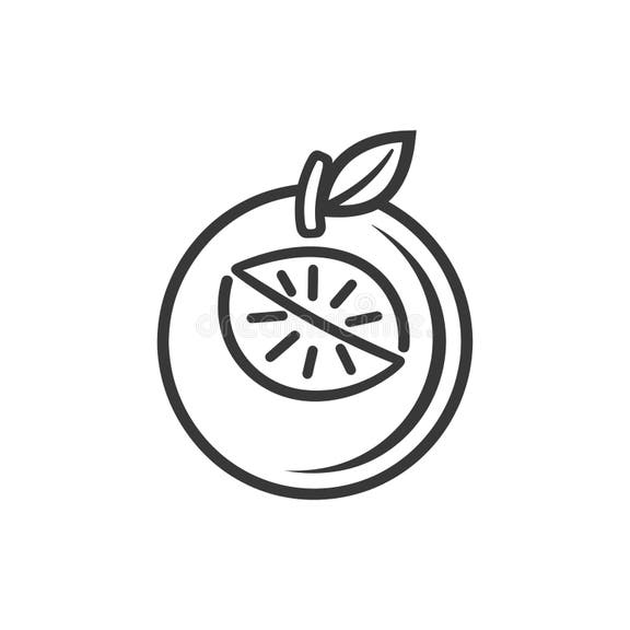 No Citrus Fruit Allowed Sign Simple Line Art Vector Illustration. Stock ...