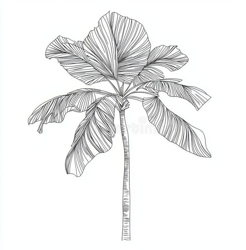 A Line Drawing of a Palm Tree in Abstract Minimalism. Stock Photo ...