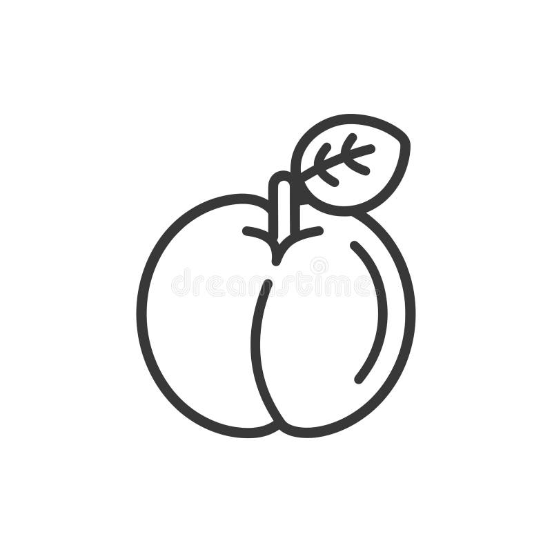 Fresh Juicy Peach Illustration: Simple Line Art Design Stock Vector ...