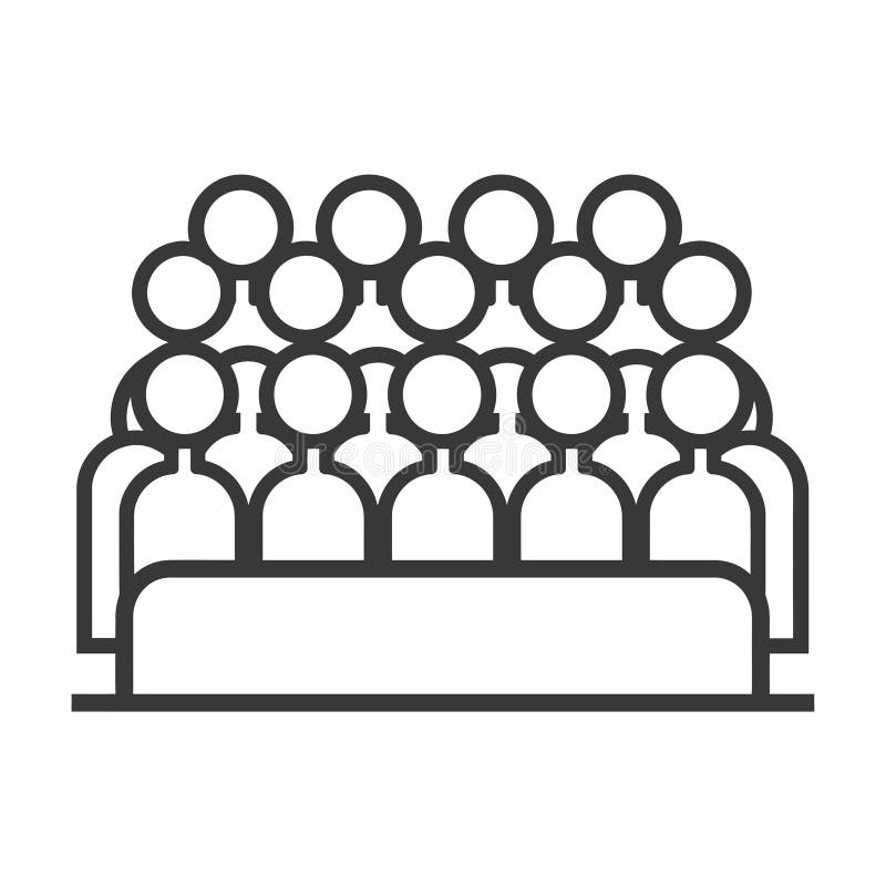 Line Drawing of People Sitting in a Row Stock Vector - Illustration of ...