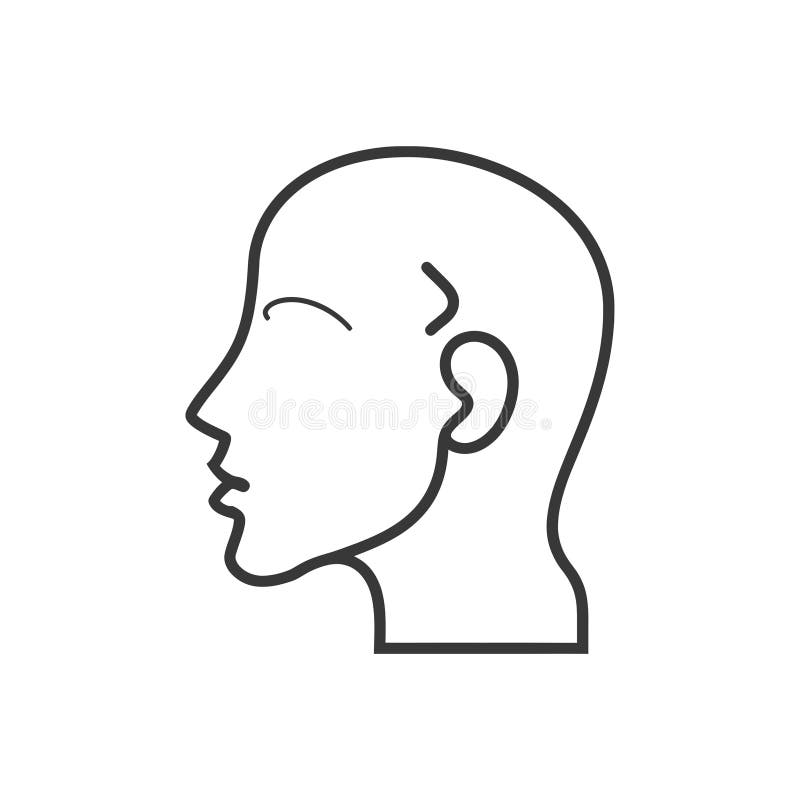 Side Profile of a Bald Head, Minimalist Line Art Illustration Stock ...