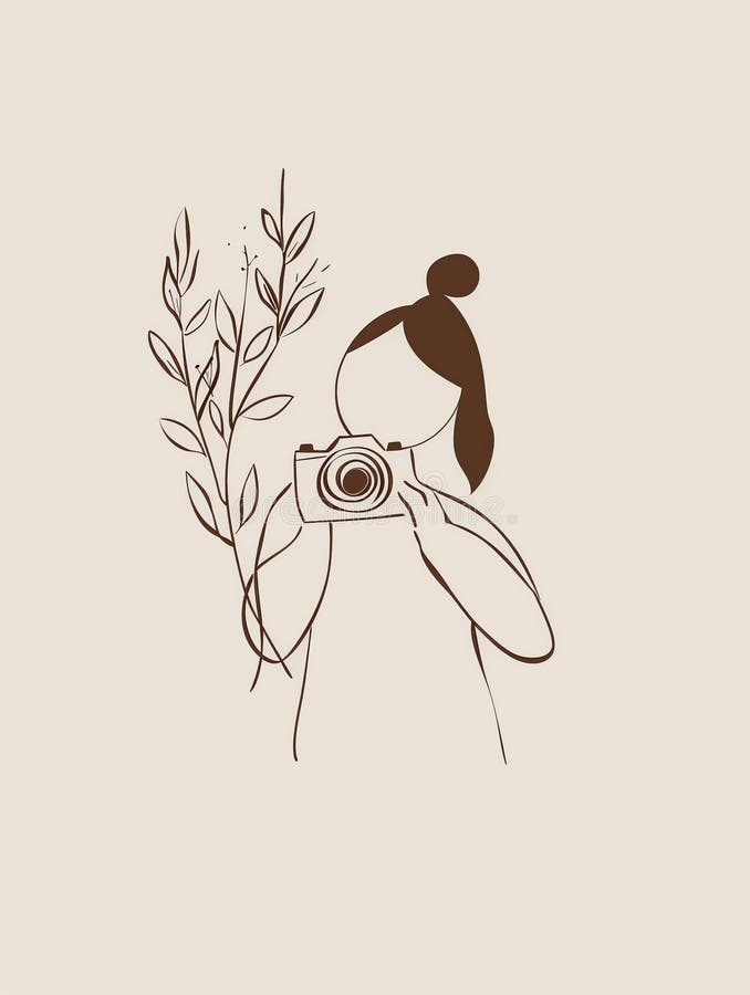 Line Drawing of a Photographer Girl Concept Stock Illustration ...