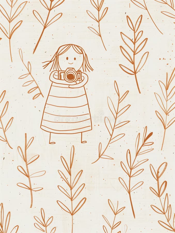 Line Drawing of a Photographer Girl Concept Stock Photo - Image of ...