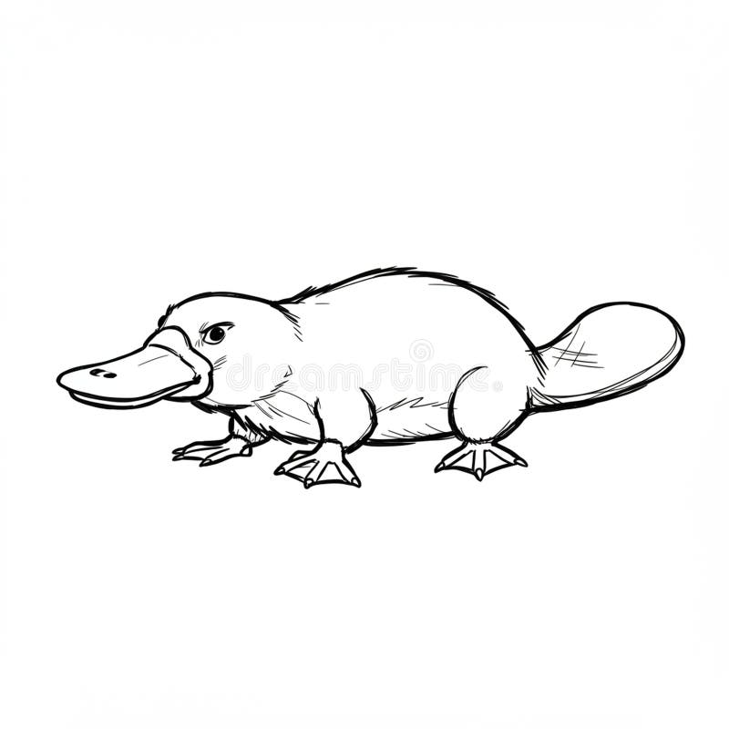 Line Drawing of a Platypus Showcases Its Distinctive Features: a Duck ...