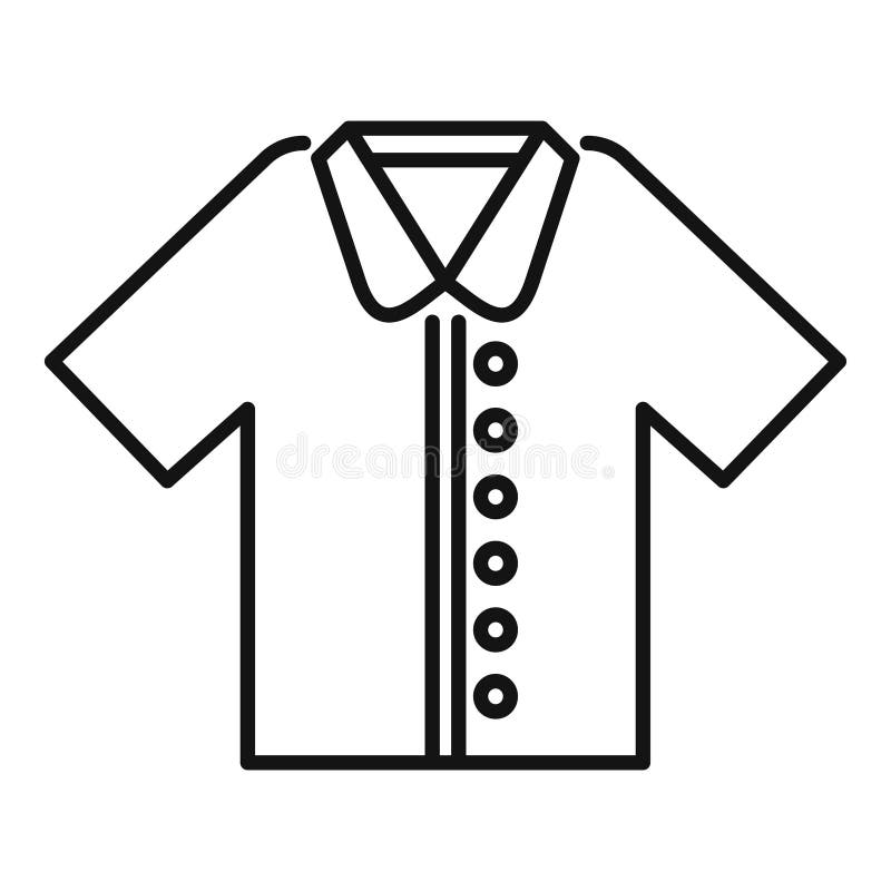 Line Drawing of a Polo Shirt with Buttons Stock Vector - Illustration ...