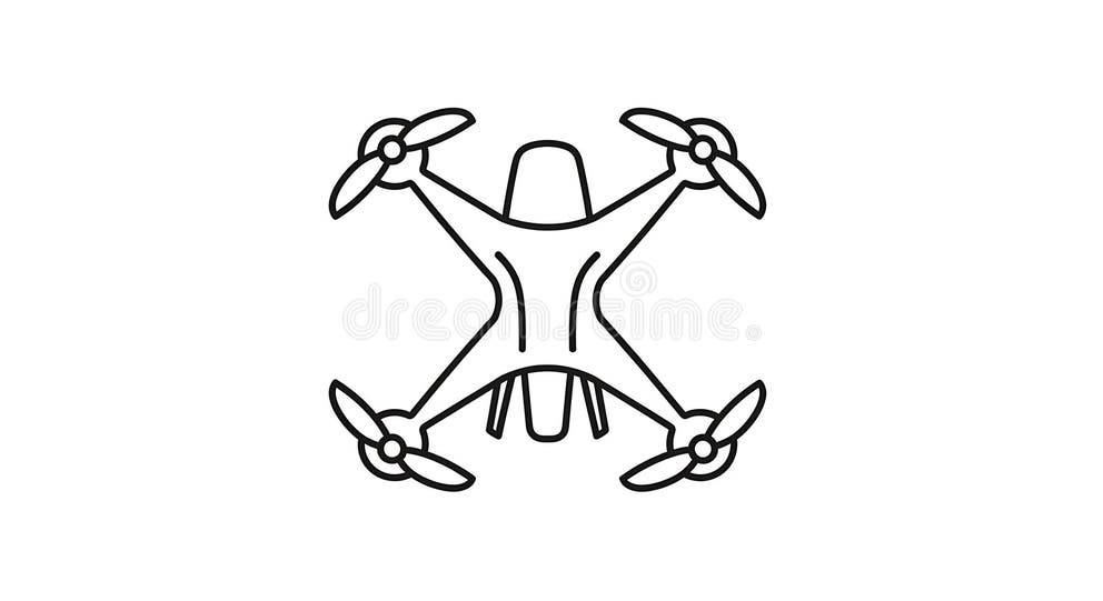 Line Drawing of a Quadcopter Drone. Features Four Propellers Positioned ...