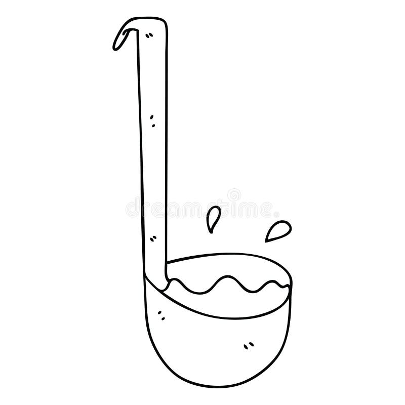 Line Drawing Quirky Cartoon Ladle Stock Vector - Illustration of funny ...