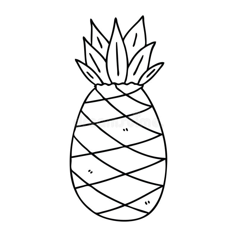 Line Drawing Quirky Cartoon Pineapple Stock Vector - Illustration of ...
