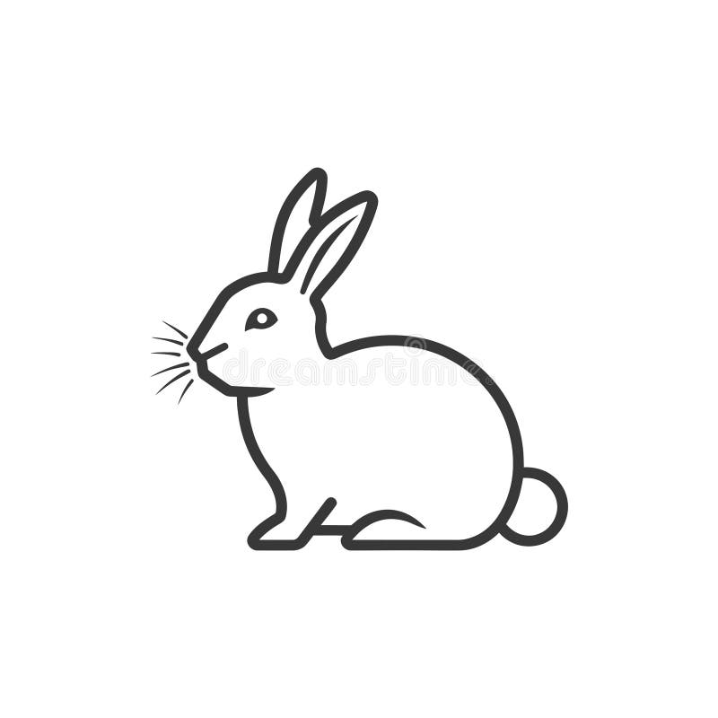Cute Sitting Bunny Rabbit Line Art Illustration Stock Vector ...