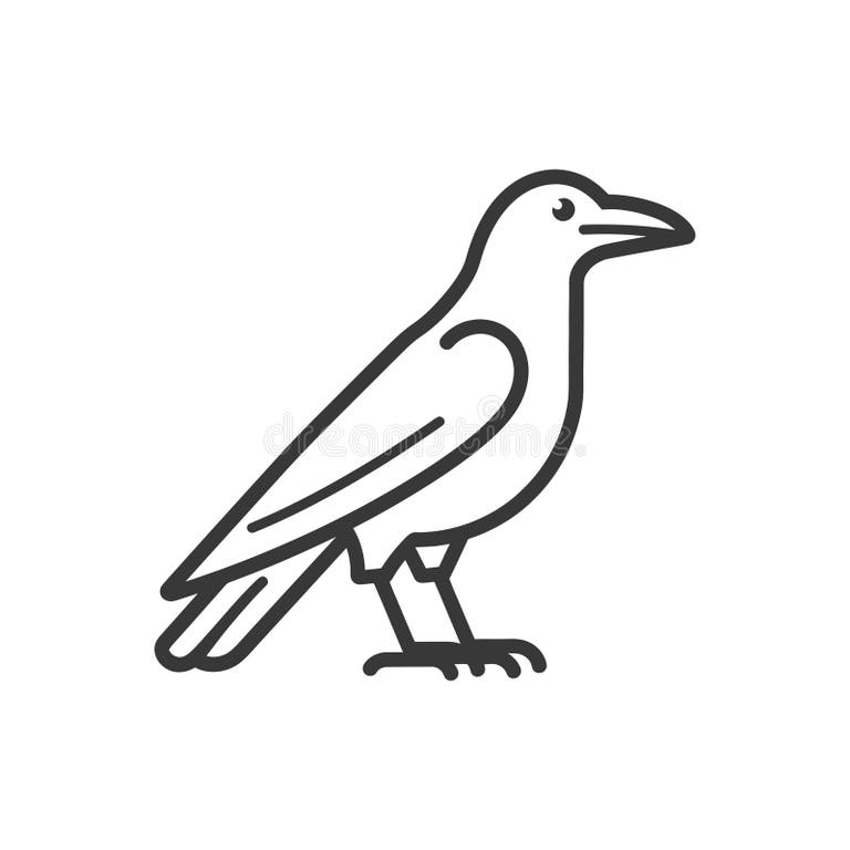 Elegant Line Art Crow Illustration, Bird Icon Design Stock Vector ...
