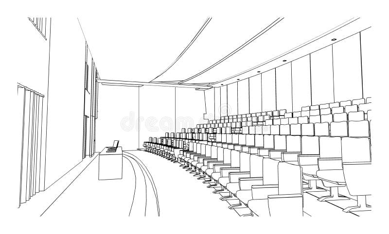 Line Drawing of Seminar Room,Modern Design Stock Illustration ...