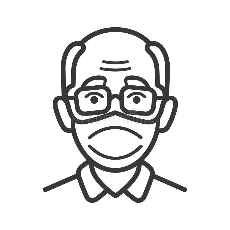 Friendly Elderly Man Icon, Line Art Illustration Stock Vector ...